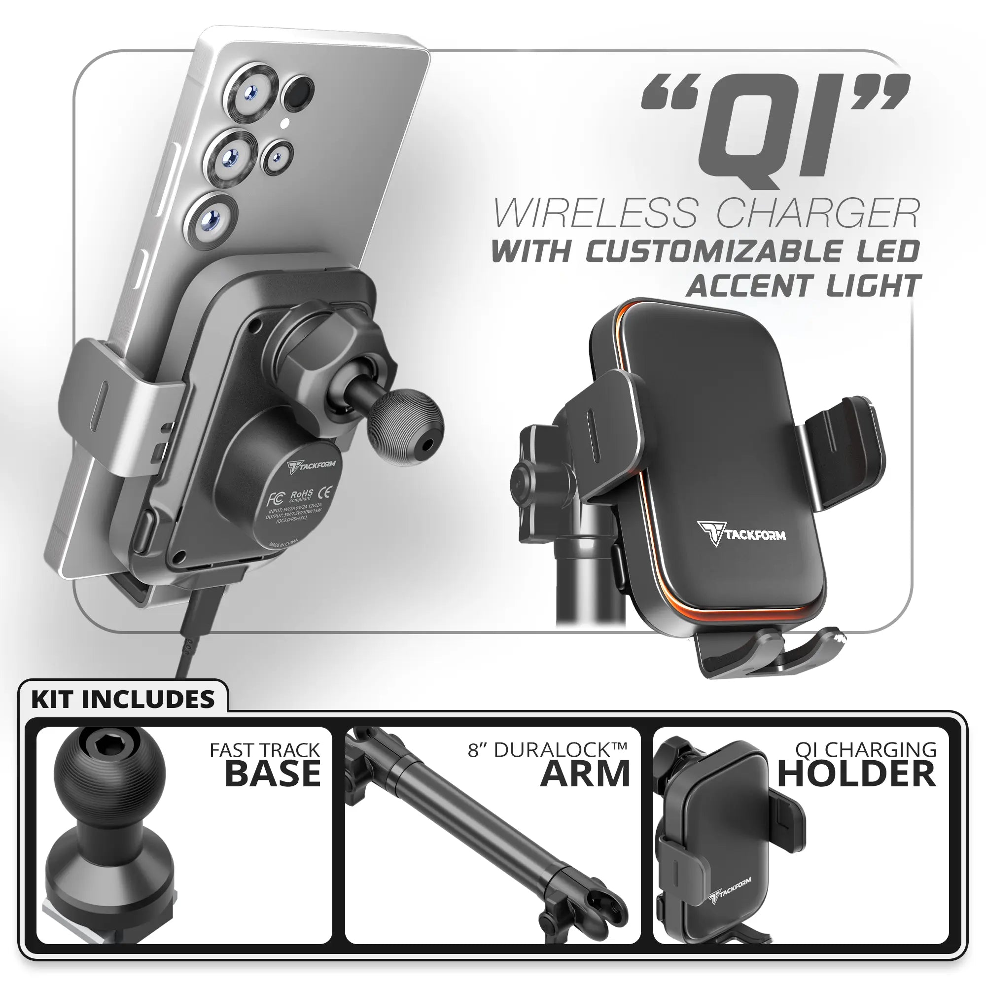 Wireless Charging Phone Holder | TRAXX™ - Fast Track Base | 8" DuraLoc ...