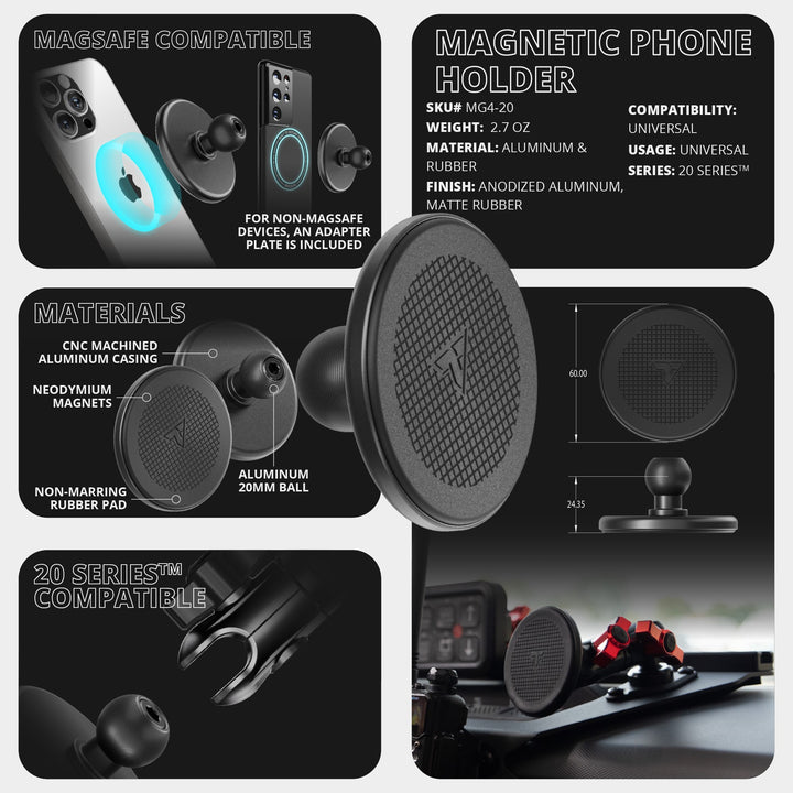 Jeep Wrangler JL & Gladiator Dual MagSafe Phone Mounts W/ Dash Bracket ...