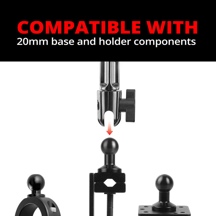 Dual 20mm Ball Socket Arm With Elbow| Die Cast Arm With Knob | 4.5 ...