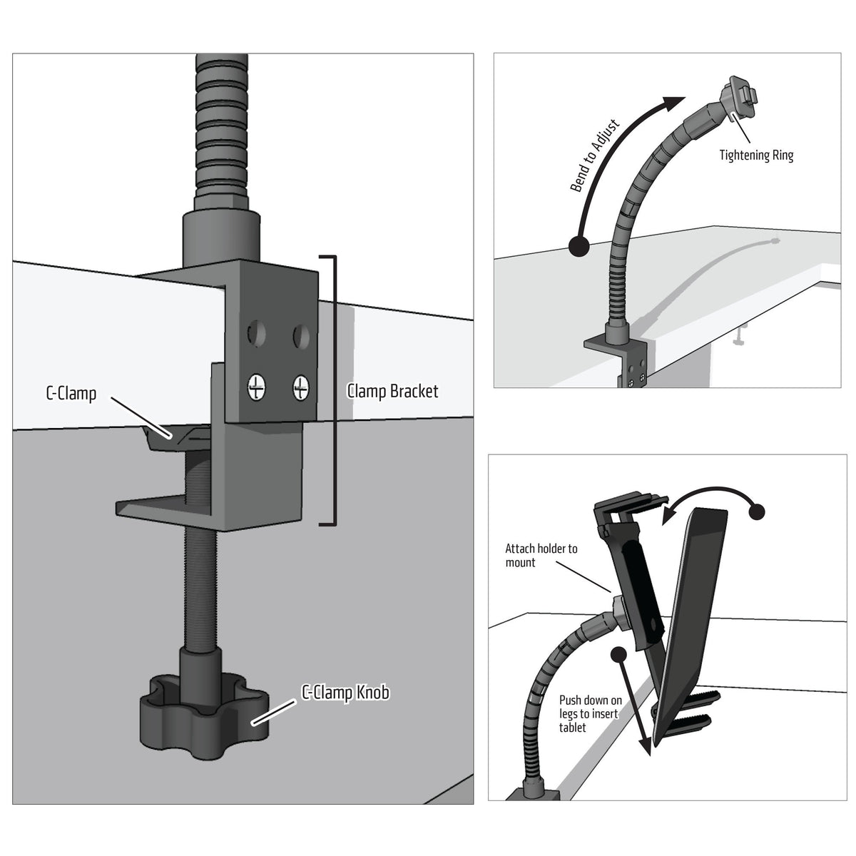 iPad Clamp Mount for Desk or Workbench - [Enterprise Series] – Tackform